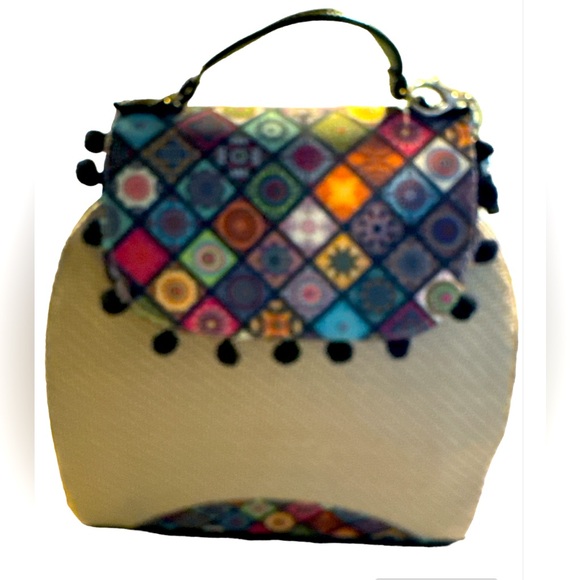 Bags | Fashion Backpackcrossbody Chain Pom Pom Flap Tweed Front Very ...